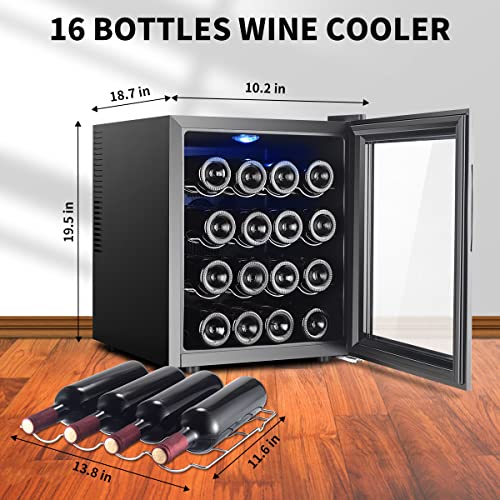 Old Canal 16 Bottles Wine Cooler Refrigerators/Freestanding Fridge, 51F-65F Digital Temperature Control