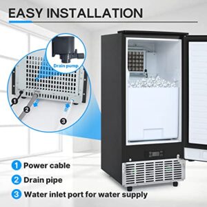 ICEPURE Commercial Ice Maker Machine, Make 80lbs/24H, Built in Ice Maker Under Counter, Auto Self-Cleaning, 24H Timing, Freestanding & UnderCounter with 26 lbs Storage Capacity with Reversible Door.