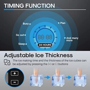 ICEPURE Commercial Ice Maker Machine, Make 80lbs/24H, Built in Ice Maker Under Counter, Auto Self-Cleaning, 24H Timing, Freestanding & UnderCounter with 26 lbs Storage Capacity with Reversible Door.