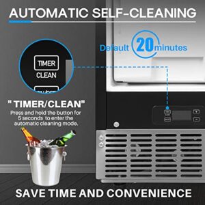 ICEPURE Commercial Ice Maker Machine, Make 80lbs/24H, Built in Ice Maker Under Counter, Auto Self-Cleaning, 24H Timing, Freestanding & UnderCounter with 26 lbs Storage Capacity with Reversible Door.