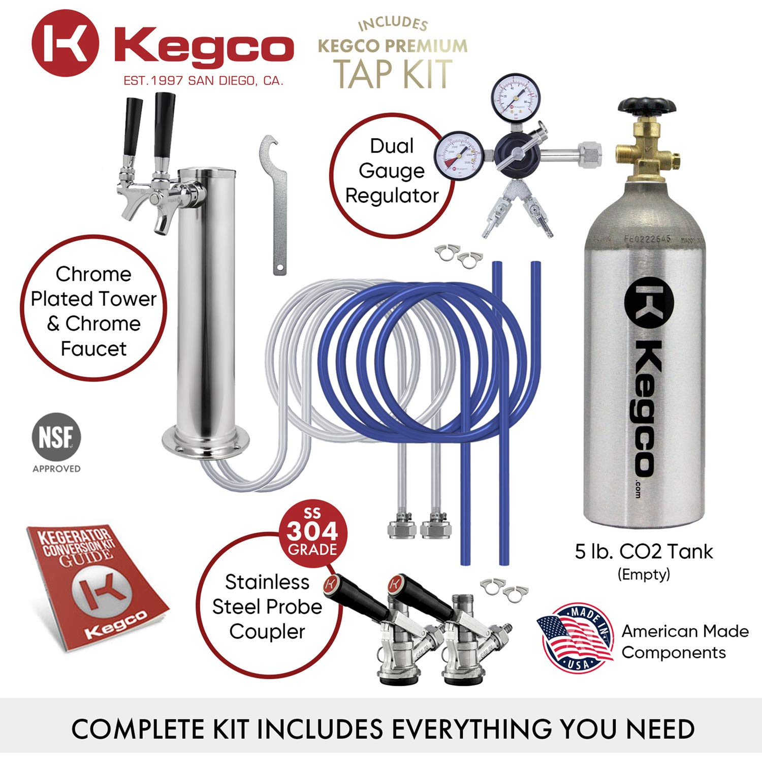 Kegco 3PK209SS-2 Keg Dispenser, 2 Tap, Stainless Steel