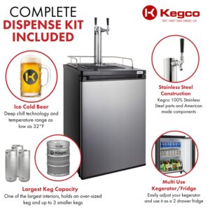 Kegco 3PK209SS-2 Keg Dispenser, 2 Tap, Stainless Steel