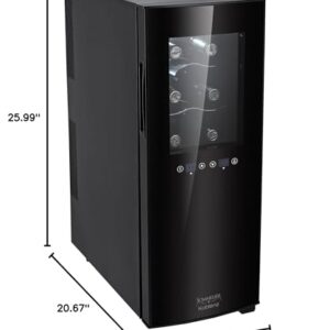 Koblenz 12-Bottle Free Standing Dual Zone Fridge and Chiller Wine Cooler, Black