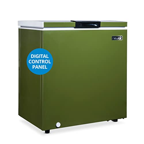 Newair 5 Cu. Ft. Mini Deep Chest Freezer and Refrigerator in Military Green with Digital Temperature Control, Fast Freeze Mode, Stay-Open Lid, Removeable Storage Basket, Self-Diagnostic Program