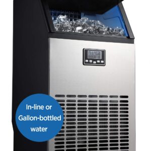 WATOOR Commercial Ice Maker Machine with Bottom-Loading Water System, LCD Display Under Counter or ‎Freestanding 100lbs/24h