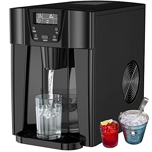 MAT Expert 2 in 1 Ice Maker with Water Dispenser, Countertop Ice Cube Maker with LED Display, 9 Cubes Ready in 6-12 Min, 36lbs/24H, 2L Water Tank Perfect for Home/Office/Bar/RV (Black)