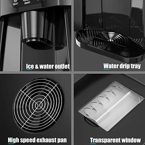 MAT Expert 2 in 1 Ice Maker with Water Dispenser, Countertop Ice Cube Maker with LED Display, 9 Cubes Ready in 6-12 Min, 36lbs/24H, 2L Water Tank Perfect for Home/Office/Bar/RV (Black)