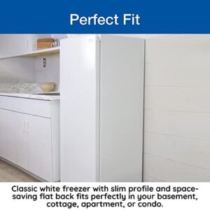 Koolatron Compact Upright Freezer, 5.3 cu ft (150L), White, Manual Defrost Design, Space-Saving Flat Back, Reversible Door, for Home, Apartment, Condo, Cottage