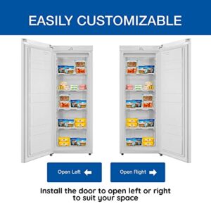 Koolatron Compact Upright Freezer, 5.3 cu ft (150L), White, Manual Defrost Design, Space-Saving Flat Back, Reversible Door, for Home, Apartment, Condo, Cottage