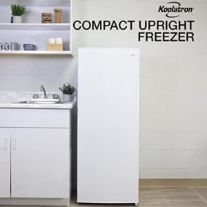 Koolatron Compact Upright Freezer, 5.3 cu ft (150L), White, Manual Defrost Design, Space-Saving Flat Back, Reversible Door, for Home, Apartment, Condo, Cottage