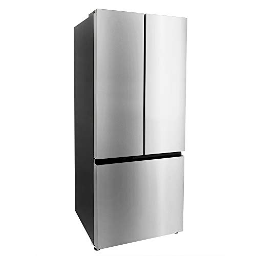 RecPro RV Refrigerator Stainless Steel | 16 Cubic Feet | 12-Volt | French Style Doors | Low Wattage