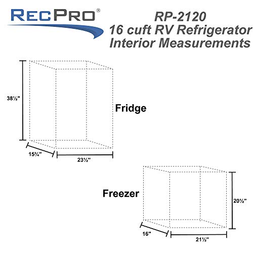 RecPro RV Refrigerator Stainless Steel | 16 Cubic Feet | 12-Volt | French Style Doors | Low Wattage