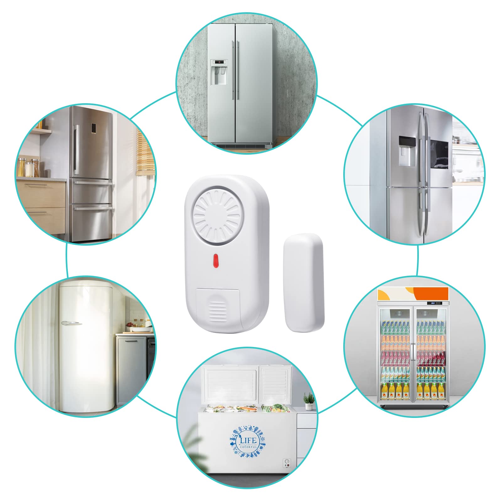 Freezer Door Alarm, Briidea Refrigerator Door Alarm When Left Open, with 60/120/180 Seconds Delay Alert, Remind You Close Your Fridge Door, Avoid Food Waste