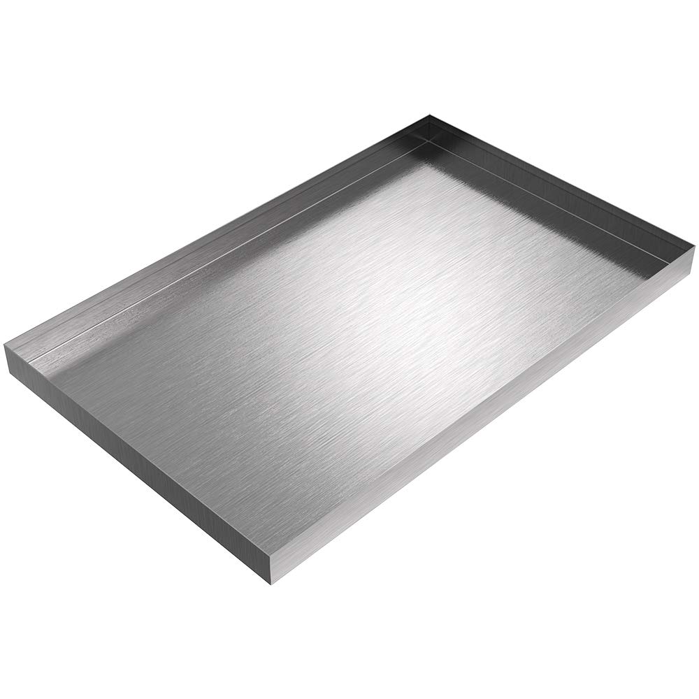 24" x 15" x 1.5" Stainless Steel Ice Maker Pan | Water Damage Prevention | No Leak | Made in The USA | Welded Water Tight