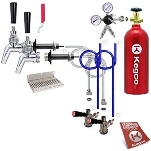 kegco eb2psck-5t 2 faucet premium door mount kegerator kit with 5 lb. co2 tank