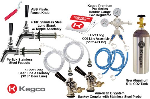 Kegco EB2PSCK-5T 2 Faucet Premium Door Mount Kegerator Kit with 5 lb. Co2 Tank