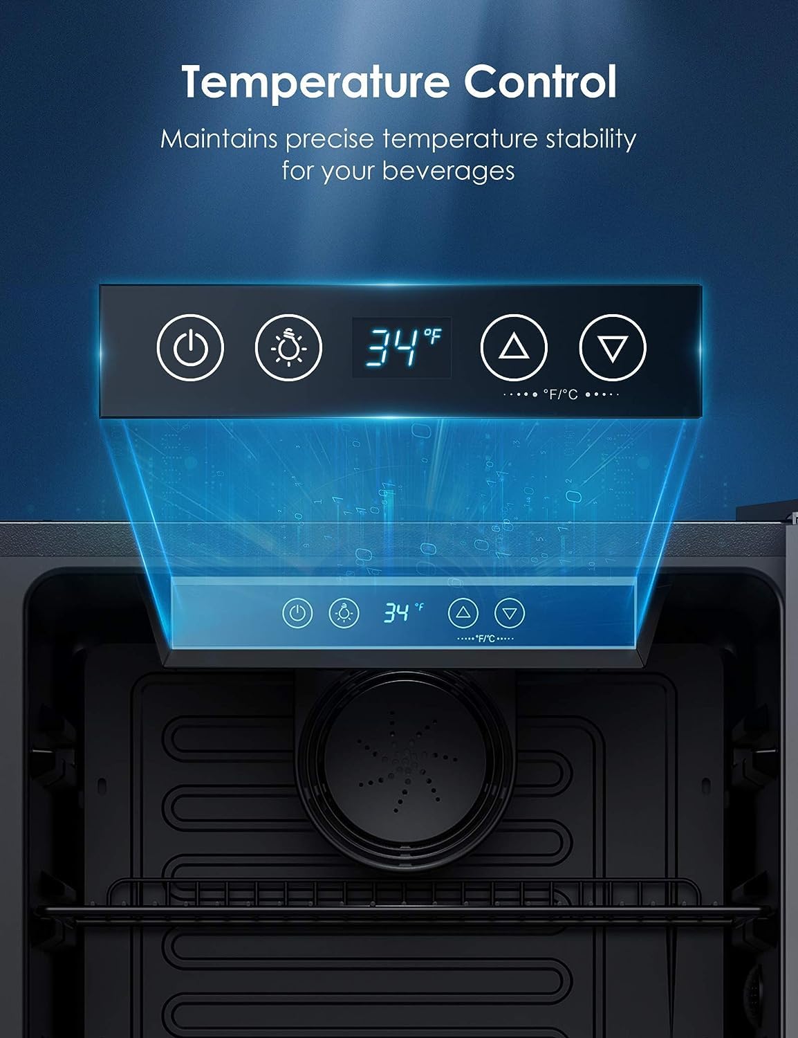 Miroco MI-EF001 3.2 Cu.Ft. Beverage Refrigerator Cooler, Drink Fridge with 3 Layer Glass Door, 3 Removable Shelves, Touch Control, Digital Temperature Display, Digital LED Display