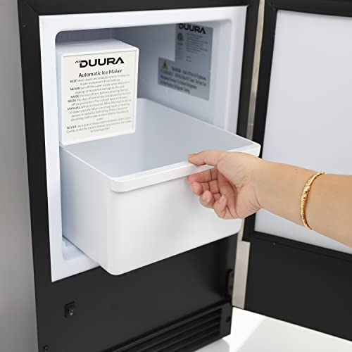 DUURA DCIM15C Crescent Ice Maker Front-Venting for Countertop or Built-in Use No Drain Line Needed, 18-Inches Wide, 15-Lb., Metallic