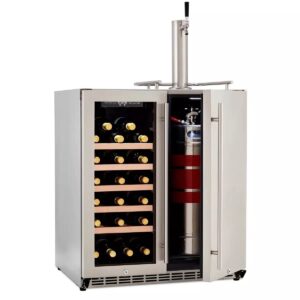 hck wine cooler fridge and kegerator 2in1 outdoor refrigerator,cellar freestanding refrigerator and keg fridge with tap with digital touch display & stainless steel & triple-layer tempered glass door