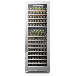 lanbopro stainless steel dual zone wine cooler 153 bottles capacity