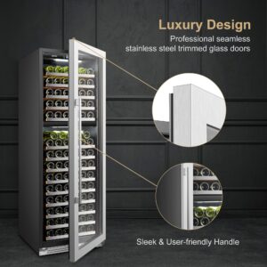 LANBOPRO Stainless Steel Dual Zone Wine Cooler 153 Bottles Capacity