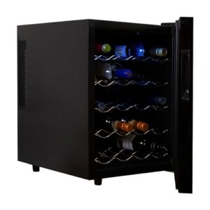 koolatron 20 bottle wine cooler, black thermoelectric wine fridge, 1.7 cu. ft. (48l), freestanding wine cellar, red, white and sparkling wine storage for home bar, apartment, condo