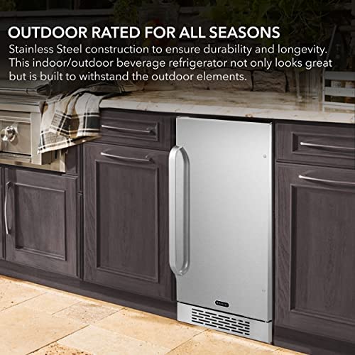 Whynter BOR-326FS 3.0 cu. ft. Indoor/Outdoor Beverage Refrigerators, One Size, Stainless Steel/Black, 15" wide