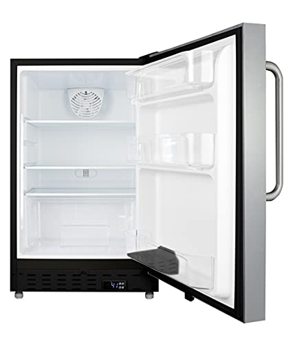 Summit Appliance ALR47BCSS 20" Wide Built-In All-Refrigerator, ADA Compliant, 3.53 cu.ft Capacity, Temperature & Open Door Alarms, Automatic Defrost, Stainless Steel Cabinet, Interior Light