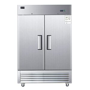 aceland etl certified commercial freezer 2 door stainless steel reach in solid door upright fan cooling cooler for restuarant,bar,shop,residential 49 cu.ft (commercial kitchen equipment)