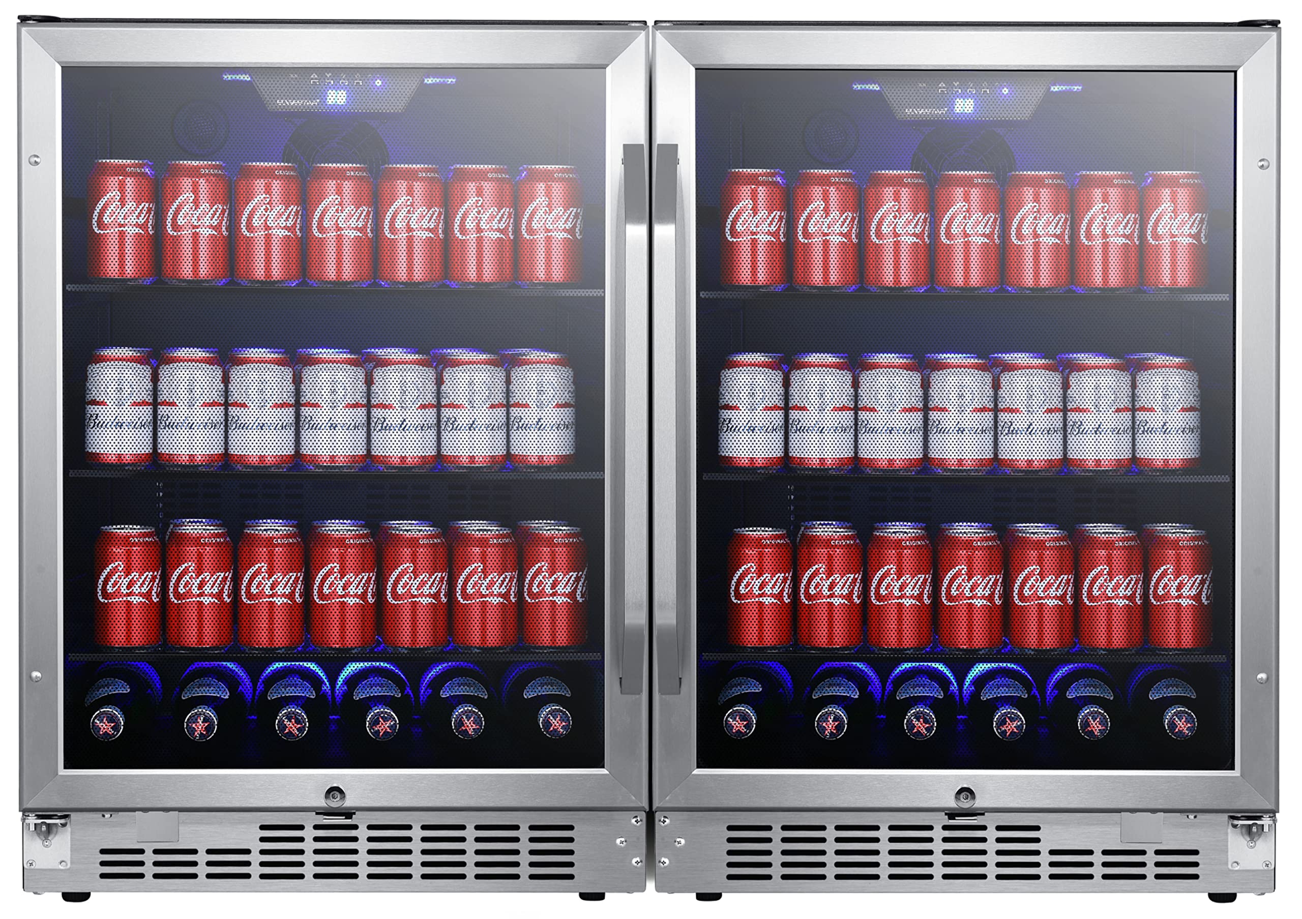 EdgeStar CBR1502SGDUAL 47 Inch Wide 284 Can Built-In Side-by-Side Beverage Cooler with LED Lighting