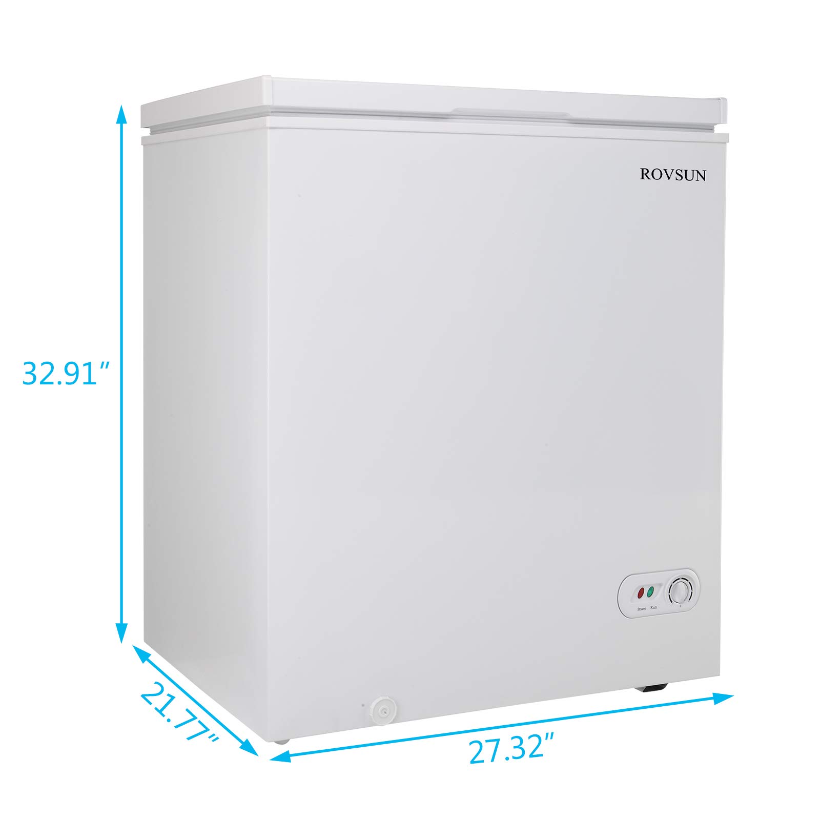 ROVSUN 5.0 Cubic Feet Chest Freezer, Compact Deep Freezer with Storage Basket, Adjustable Thermostat, Ideal for Home Kitchen Office, White