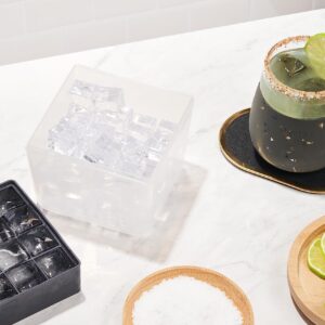 W&P Mini Ice Box Silicone Ice Cube Tray with Lid & Bin, Holds 48 Cubes, Easy Release, Space-Saving Stackable Design, Dishwasher Safe, Charcoal