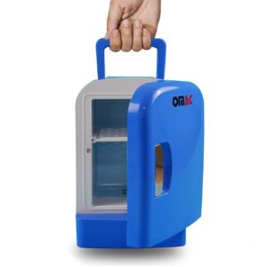 OMAC Mini Fridge 4 Liter AC/DC Power, 12V, Portable, Thermoelectric Cooler and Warmer Personal Refrigerators, Blue