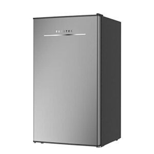 frestec 3.1 cu.ft mini fridge for bedroom, mini refrigerator with freezer, dorm fridge with freezer, reversible door perfect for room and office, adjustable temperature(no handle, stainless steel)