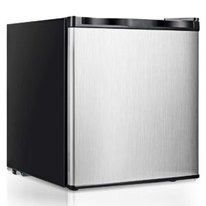 costway compact upright freezer countertop, 1.1 cu. ft. mini size with reversible stainless steel door and adjustable removable shelves, single door vertical freezer for home, dorm, office