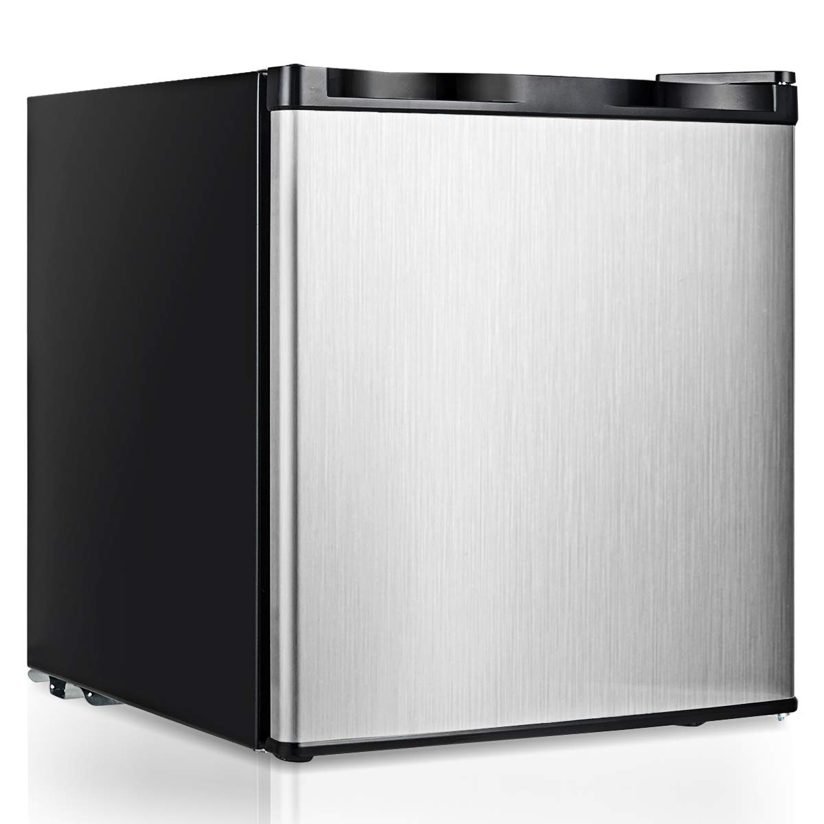 COSTWAY Compact Upright Freezer Countertop, 1.1 cu. ft. Mini Size with Reversible Stainless Steel Door and Adjustable Removable Shelves, Single Door Vertical Freezer for Home, Dorm, Office