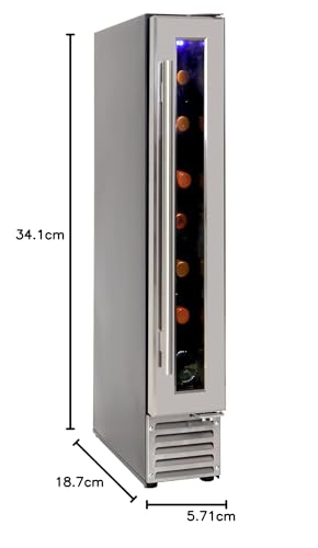 Koolatron 7 Bottle Slim 6 Inch Built-In Under-Counter Wine Fridge, Digital Touch Controls, Front-Venting Design, Stainless Steel Door Frame Wine Cooler