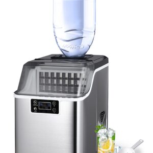 COOLHOME Ice Maker with Self Cleaning, 45Lbs/24H Ice Cube Makers,Stainless Steel Ice Makers Countertop,Tabletop Ice Maker Machine with a Scoop,Perfect for Home Kitchen Office Bar