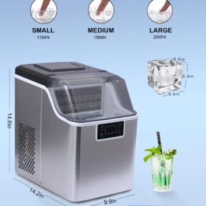 COOLHOME Ice Maker with Self Cleaning, 45Lbs/24H Ice Cube Makers,Stainless Steel Ice Makers Countertop,Tabletop Ice Maker Machine with a Scoop,Perfect for Home Kitchen Office Bar