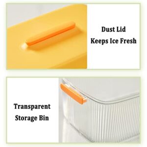 32-Ice Cube Trays, Silicone Ice Cube Tray with Lid and Storage Bin, Ice Cube Molds for Chingling Cocktail and Milk Tea, Easy Release (Color : Yellow)