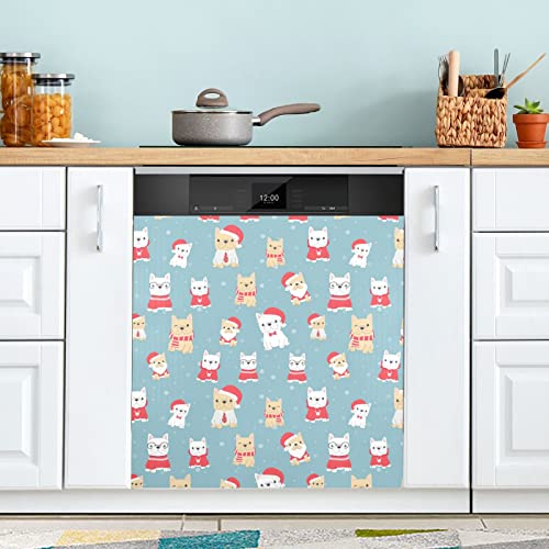 ALAZA Cute French Bulldog Puppy Dog Christmas Large Dishwasher Magnet Magnetic Cover 23x26 in Refrigerator Sticker Washer Kitchen Decor