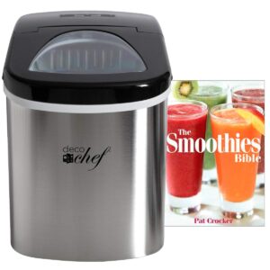 deco chef stainless steel electric top load ice maker with the smoothies bible recipe book