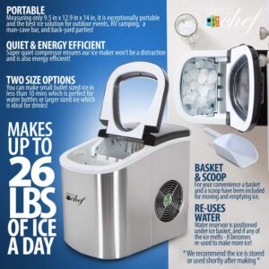 Deco Chef Stainless Steel Electric Top Load Ice Maker with The Smoothies Bible Recipe Book