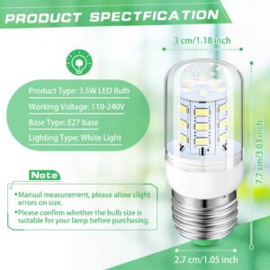 Charniol 2 Pieces 5304511738 LED Light Bulb 3.5W E27 Refrigerator Light Bulb Replace Compatible with Refrigerator PS12364857 AP6278388, 110V-240V White Light