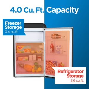 Commercial Cool CCRR4LB 4.0 Cu. Ft Freezer, Vintage Style 1 Slide-Out Glass Shelf and Crisper Cover, Retro Fridge,Black Refrigerator