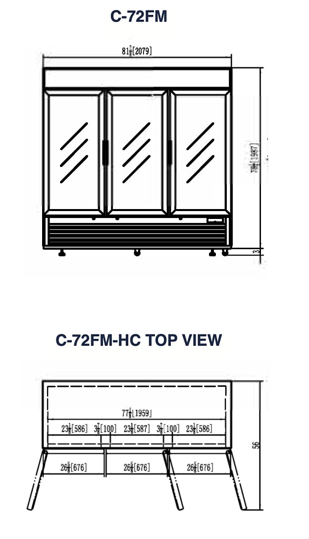 Migali C-72FM 72 Cu/ft 3 Glass Door Merchandiser Freezer