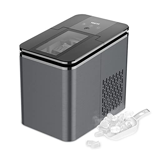 VECYS Pellet Ice Maker Machine, 9 Bullet Ice Cubes Ready in 8 Mins 26LBS in 24 Hours, Self-Clean 2.2L Portable Ice Maker with Ice Scoop and Basket, Great for Bar, Party, Black