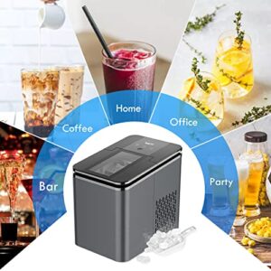 VECYS Pellet Ice Maker Machine, 9 Bullet Ice Cubes Ready in 8 Mins 26LBS in 24 Hours, Self-Clean 2.2L Portable Ice Maker with Ice Scoop and Basket, Great for Bar, Party, Black