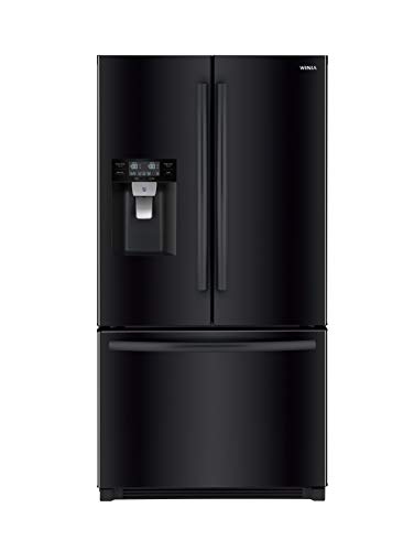 Winia WRFS26DBCE French Door Bottom Mount Refrigerator, 26 Cu Ft, Black