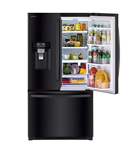 Winia WRFS26DBCE French Door Bottom Mount Refrigerator, 26 Cu Ft, Black